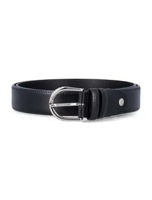 MANCINI 1979 Refined Leather Belt 3 Cm Width - Black