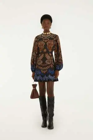 Farm Rio Nicole Ruffled Long Sleeve Mini Dress