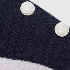 Gucci Striped Rib Stitch Wool Top 'ivory Blue Red