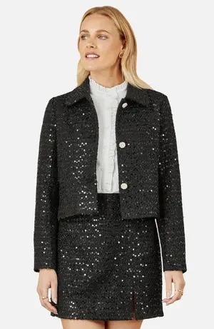 YUMI Boucle Sequin Mini Skirt