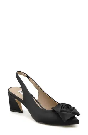 CHARLES DAVID Rosette Pointed Toe Slingback Pumps - Black-st