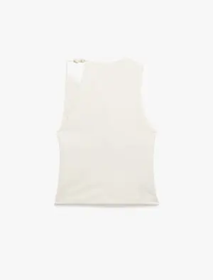 Koton Stone Detail Draped Cowl Neck Top