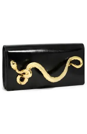 Alexis Bittar Serpent Side Handle Leather Clutch