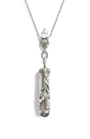 AWE INSPIRED Belladonna Potion Crystal Pendant Necklace - Metallic Silver