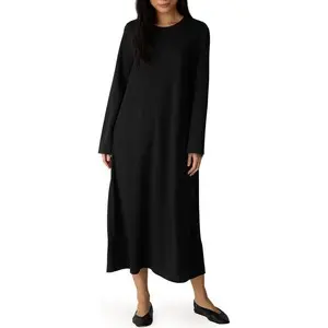 Eileen Fisher Crewneck Long Sleeve Midi Dress