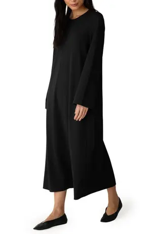Eileen Fisher Crewneck Long Sleeve Midi Dress