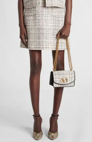Valentino Garavani Small Vain Tweed & Leather Shoulder Bag