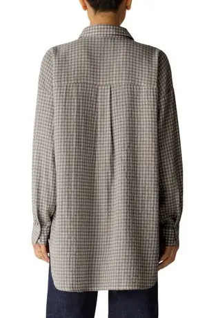 Eileen Fisher Classic Collar Longline Button-up Shirt - Pale Stripe