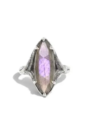 AWE INSPIRED Raven Talon Gemstone Ring - Metallic Silver/labarodite