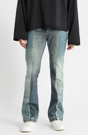 PURPLE BRAND Upside Down Flare Jeans - Blue Multi