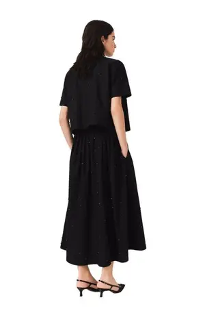 Maje Long Beaded And Rhinestone Skirt