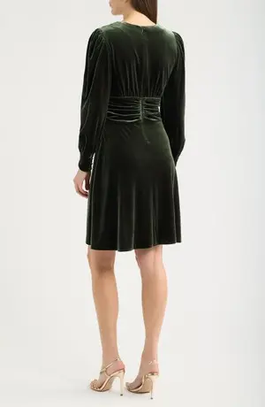 Vince Camuto Twist Front Long Sleeve Velvet Dress
