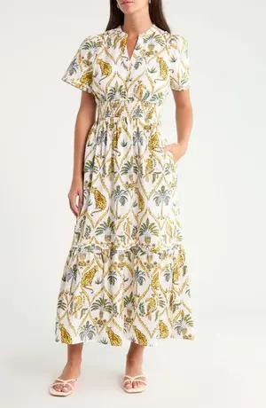 SUGARLIPS Belraj Tiered Cotton Poplin Maxi Dress