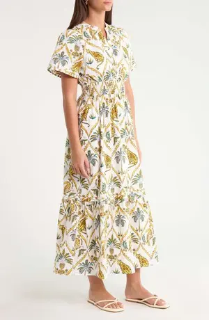 SUGARLIPS Belraj Tiered Cotton Poplin Maxi Dress