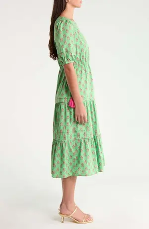 SUGARLIPS Darley Floral Tiered Cotton Dress