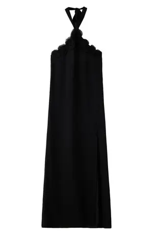 Mango Halter Neck Maxi Dress With Floral Detail