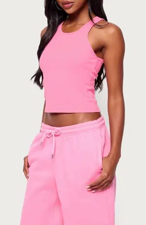 EDIKTED Francie Crop Stretch Cotton Rib Tank