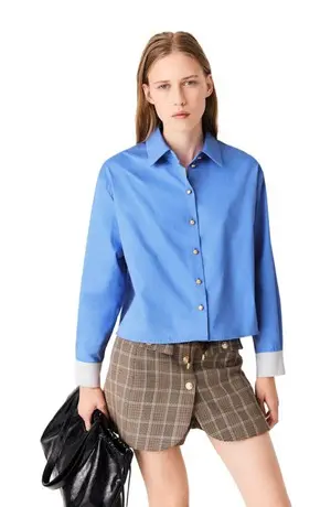 Maje Cotton Pussy Bow Shirt