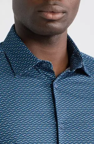 Bugatchi James Ooohcotton Performance Shirt - Navy