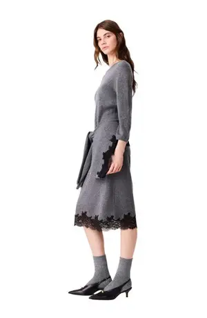 Maje Dress With Lace Panel