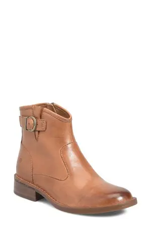 BØRN Charlie Leather Buckled Ankle Booties - Tan Leahter