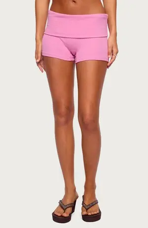 EDIKTED Audrea Foldover Stretch Cotton Bike Shorts