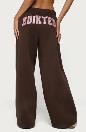 EDIKTED Glow Rhinestone Wide Leg Sweatpants