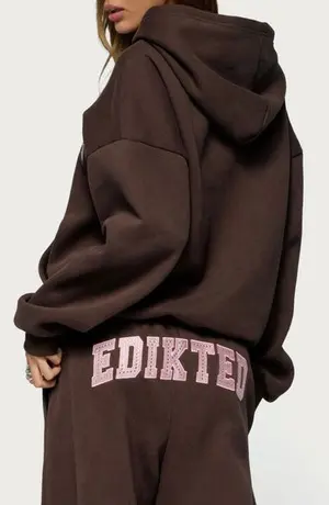 EDIKTED Glow Rhinestone Graphic Hoodie