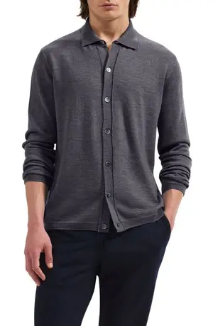 Bugatchi Alistair Merino Wool Cardigan Anthracite