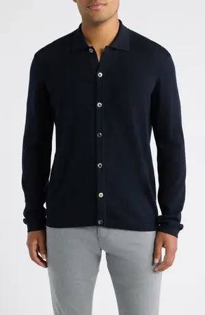 Bugatchi Alistair Merino Wool Cardigan - Navy