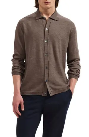 Bugatchi Alistair Merino Wool Cardigan - Walnut