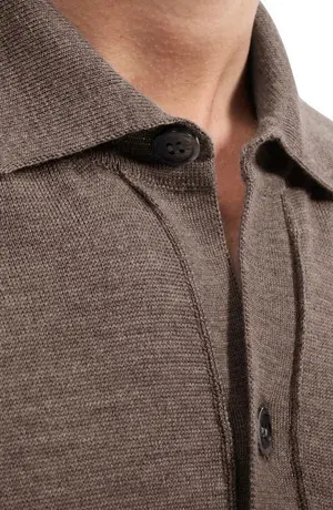 Bugatchi Alistair Merino Wool Cardigan - Walnut