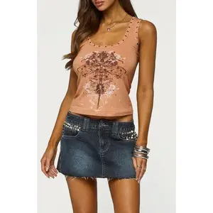 EDIKTED Demea Studded Graphic Tank