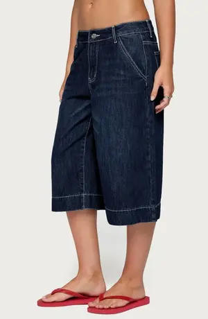 EDIKTED Letty Low Rise Denim Bermuda Shorts