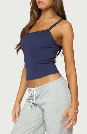EDIKTED Luschia Lace Trim Tank Top