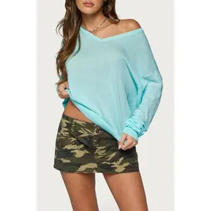 EDIKTED Geara V-neck Long Sleeve Cotton Top