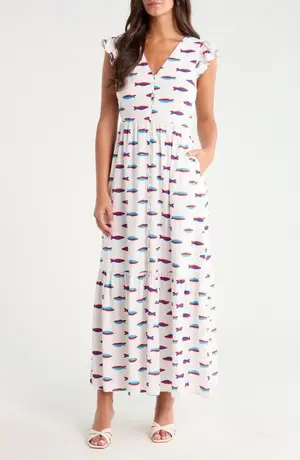 SUGARLIPS Evianna Flutter Sleeve Maxi Dress