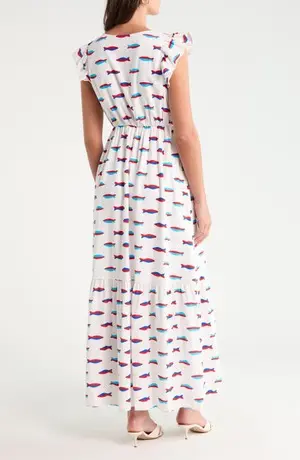 SUGARLIPS Evianna Flutter Sleeve Maxi Dress
