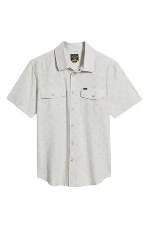 DARK SEAS Barton Uv Geo Print Short Sleeve Snap-up Western Shirt - White