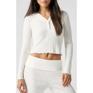 FLORENCE BY MILLS Baby Cable Knit Cropped Hoodie - Jet Stream