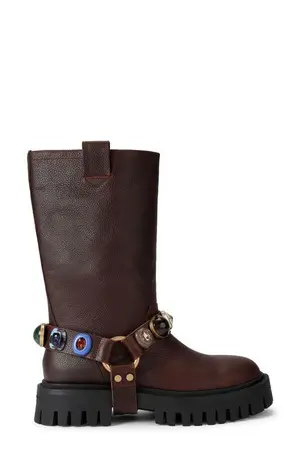 Kurt Geiger Loulou Harness Biker Boots - Brown