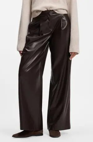 BOSS Faux Leather Wide Leg Pants