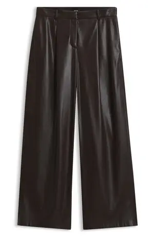 BOSS Faux Leather Wide Leg Pants