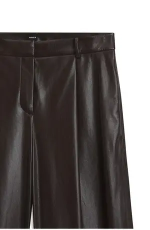 BOSS Faux Leather Wide Leg Pants