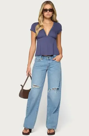 EDIKTED Palermo Laced Babydoll Top