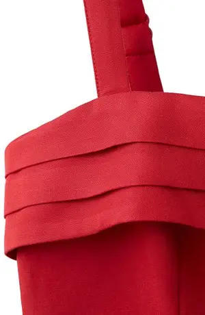 Mango Pleated Linen Blend Jumpsuit With Belt - Red