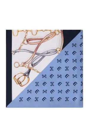 Maje Equestrian Motif Silk Scarf - Blue