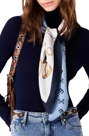 Maje Equestrian Motif Silk Scarf
