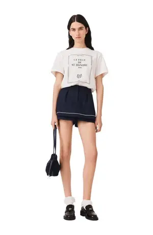 Maje Layered-effect Suit Shorts - Navy