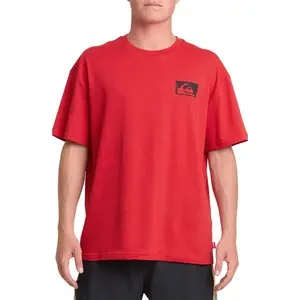 Quiksilver Yg Impaired Embroidered Cotton Graphic T-shirt - Salsa